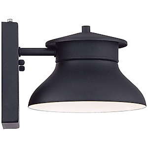 John Timberland Danbury Farmhouse Industrial Rustic Outdoor Barn Light Fixture Black LED Dusk to Dawn 6" for Exterior Deck House Porch Yard Patio Outside Garage Front Door Garden Home Roof