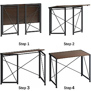ENGERIO Folding Desk No Assembly Required- 35" Writing Computer Desk Space Saving Foldable Table for Simple Home Office