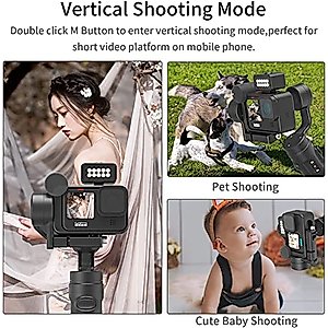 INKEE Falcon Plus Action Camera Gimbal Stabilizer Compatible with GoPro Hero 12/11/10/9/8/7/6/5, OSMO Action,Insta360,Support GoPro Media Mod 9H Battery Life, with Tripod and Extension Rod Kits