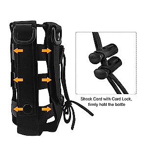 Tactical water bottle bag suitable for Molle system, adjustable outdoor sports water bottle holder, frees up backpack space, outdoor MOLLE water bottle holder 40 ounces (black)