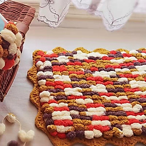 DIY Soft Thick Yarn Fluffy Colorful Pompom Thread Thick Ball Yarn for Knitting Crochet Blanket Carpet Cushion Mats