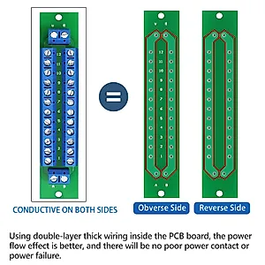 WayinTop PCB Double-Layer Wiring Power Distribution Board Kit, 2 x 12 Position Power Distribution Module 2 Inputs 2 x 13 Outputs for DC AC 24V 10A