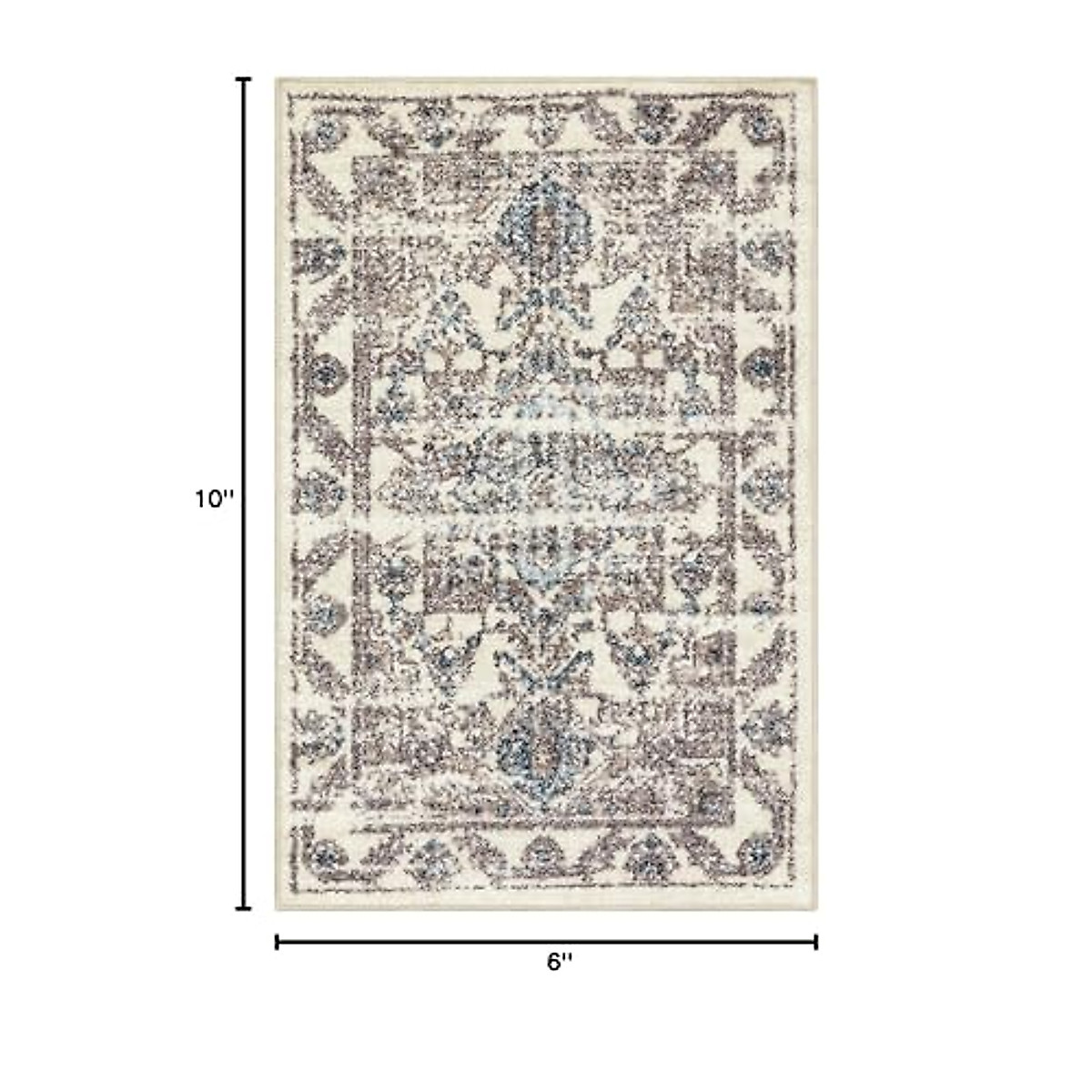 Maples Rugs Distressed Tapestry Vintage Kitchen Rugs Non Skid Accent Area Floor Mat [Made in USA], 2'6 x 3'10, Neutral