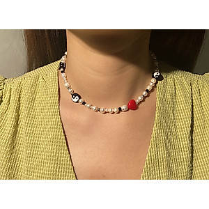 Beaded Necklace Choker Necklace For Women Bead Necklace Pearl Necklaces Yin Yang Dice Heart Necklaces Jewelry Colorful Boho Cute Beads Chokers Pendant Y2k Jewelry Gifts For Her