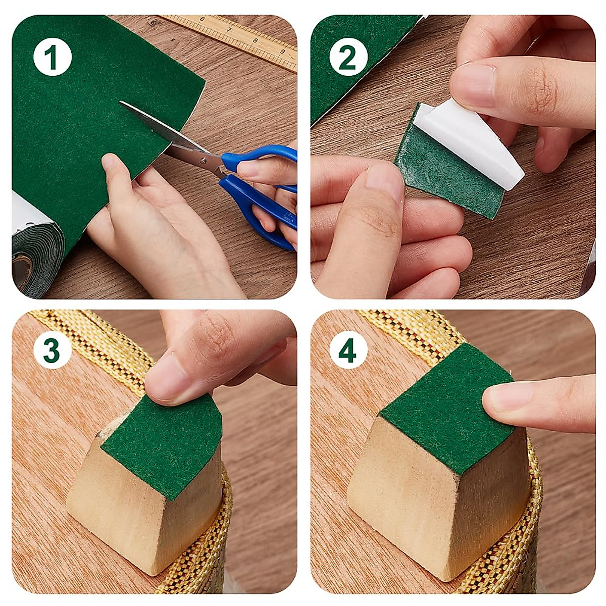 BENECREAT 13 Feet Green Self Adhesive Felt Fabric 10 x 157 Inch Large Felt Fabric Roll Shelf Liner for DIY Costume Making Jewelry Box Drawer Liner Scrapbooking Silhouette