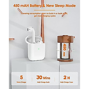 Airpod Charging Case for Airpods 1st and 2nd Generation, Airpods Charger Case, 450mAh Generation Charging Case Replacement with Bluetooth Pairing Sync Button (white2)