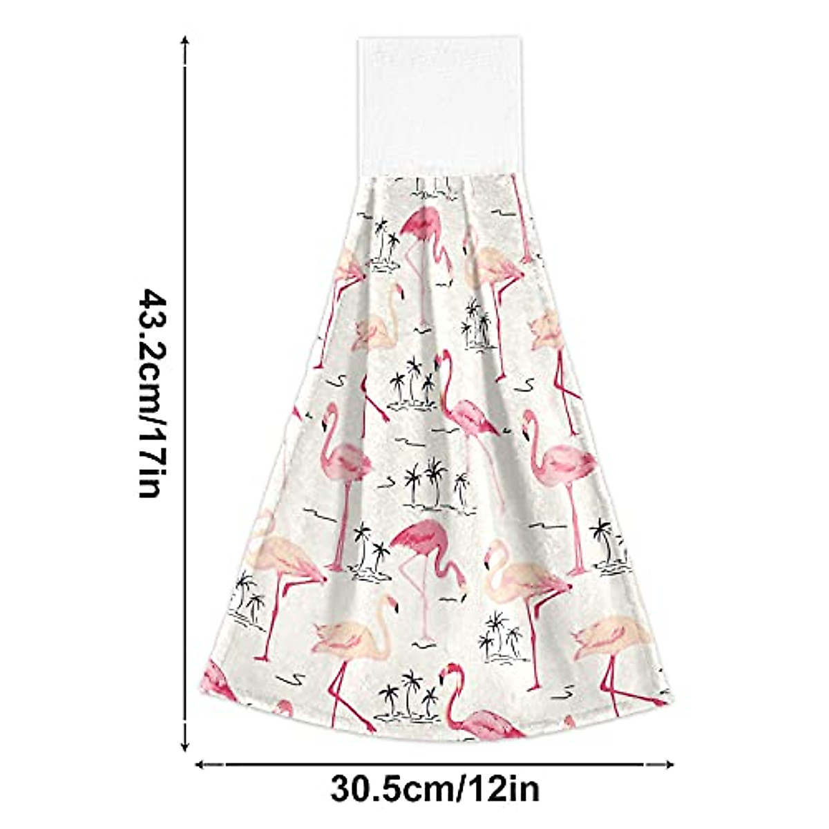 MCHIVER 2 Pcs Hanging Kitchen Hand Towels with Loop, Flamingo Decorative Towels Absorbent Towel for Bathroom, Laundry Room
