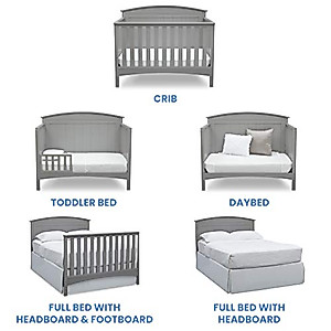 Delta Children Archer 4-in-1 Crib, Grey with Twinkle Stars Crib & Toddler Mattress