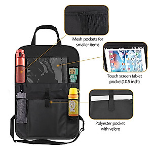 EUBSWA Backseat Anti Kick Mat for Kids 2 Pack with Storage Pockets, Car Travel Accessories,Backseat Car Organizer Kick Mats Backseat Organizers Auto Back Seat Protector