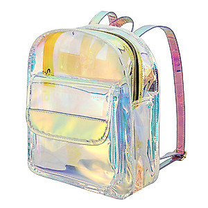 Candice Women Shiny Hologram Holographic Transparent Shoulder Bag Satchel Backpack