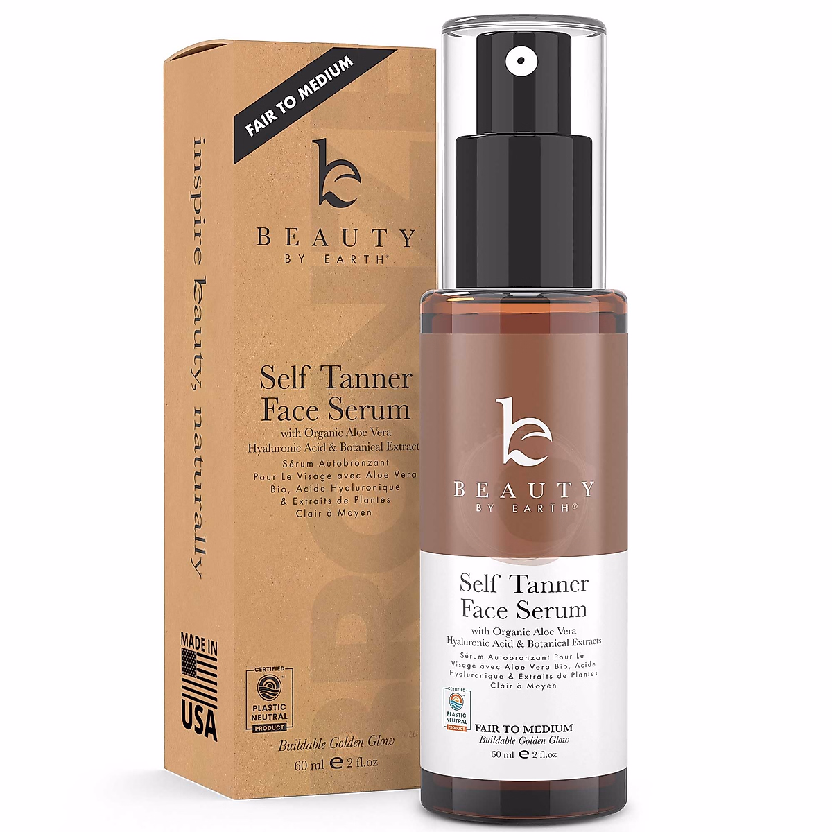 Face Tanner Serum - Fair to Medium Sunless Tanner for Face Sunless Tanner with Hyaluronic Acid - Self Tanner for Face Self Tan - Natural Face Tanner for Face Self Tanner