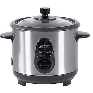 LP Living Plus Electric Rice Cooker, Non Stick Coating, One Touch Button (0.6L/3Cup)