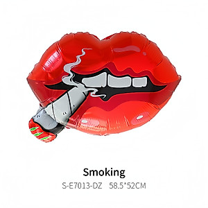 CYMYLAR 23pcs Weed Marijuana Balloons And Banner/Lip Smoking Balloons/Cannabis Birthday Themed Party/Lets Get Lit /Marijuana Theme Decorations/Weed Aluminum Balloon/Weed Balloons Party Supplies