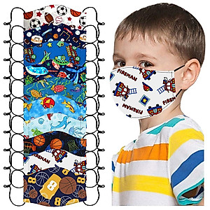 Akabsh 10PCs Children's Adjustable Windproof Reusable Printed Face Bandanas Beautiful Outdoor Single Use Kids Outdoor