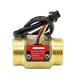 GREDIA G1" Male Thread Brass Water Flow Sensor Switch Hall Effect Liquid Flowmeter Fluidmeter Counter BSP 2-50L/Min（58mm in Total Length）