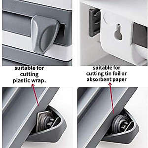 4-in-1 Wall-Mount Paper Towel Holder,Plastic Wrap Foil Dispenser,Wall-Mount Sauce Bottle Storage,Bathroom Organizer Storage,Shelf Adhesive Wall Mount,Rack Paper Towel Holder (Gray)