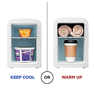 Chefman Portable Mirrored Beauty Fridge With LED Lighting 4 Liter Mini Refrigerator, Skin Care, Makeup Storage, w/Mirror & Light, Chill Serums And Face Masks, For Desktop Or Travel, Cool & Heat