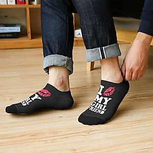 KEHUASW No Show Socks Valentines day Short Mens Sock No Show Dress Sock Funny i love my girlfriend Sock