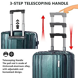 TydeCkare Luggage Set 2 Piece 20/28, 20" Carry-on with Front Pocket & 28" Expandable Luggage, ABS+PC Suitcase with Spinner Wheels, TSA Lock, YKK, Dark Green