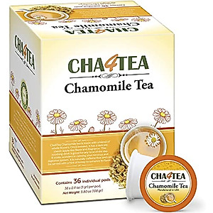 Cha4Tea 36-Count Pure Camomile Herbal Tea Pods for Keurig K-Cup Brewers - Bedtime/Sleep-well/Nightly Calm/Relaxing Tea