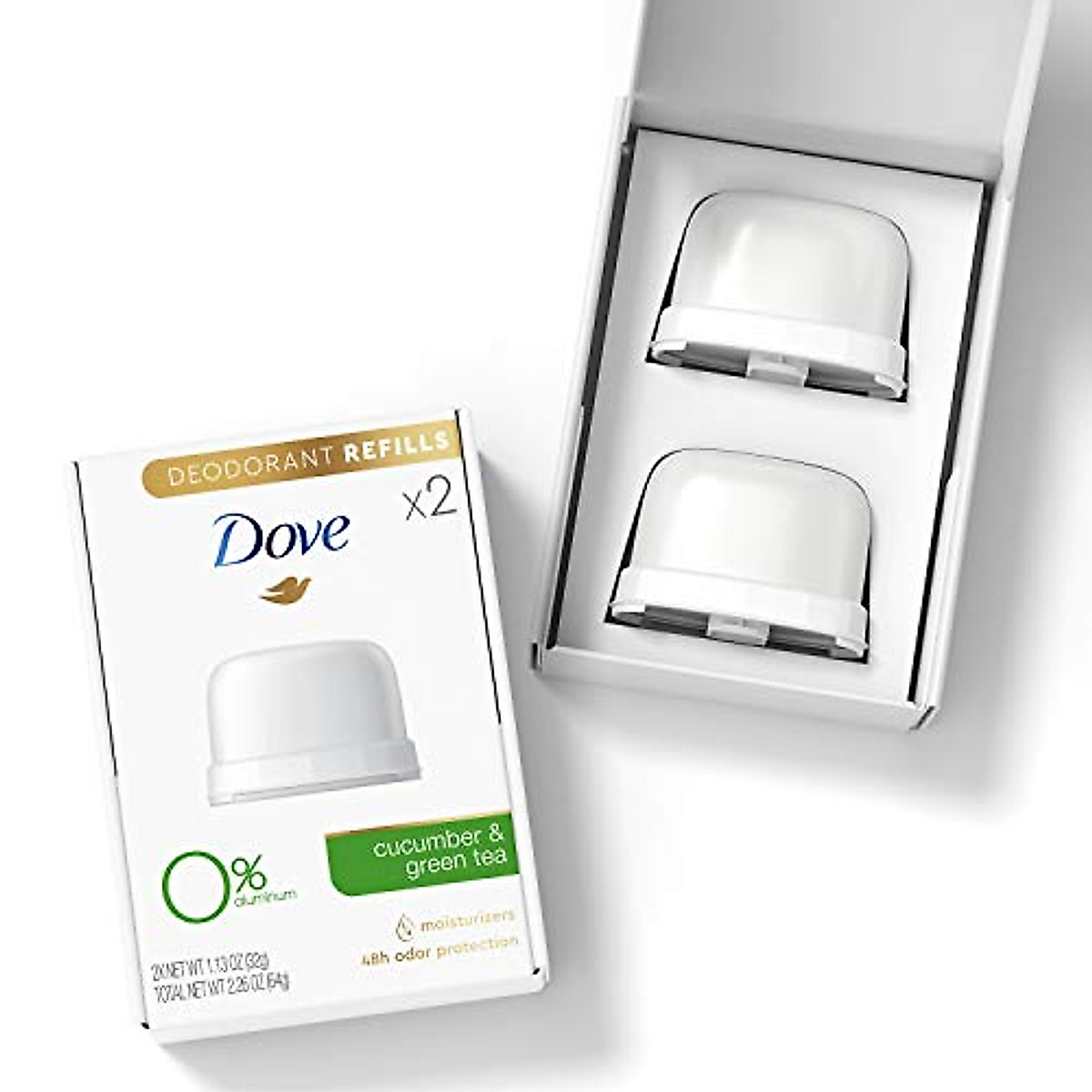 Dove Deodorant Refills Refill Kit 0% Aluminum Cucumber & Green Tea Aluminum Free Deodorant 1.13 oz