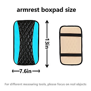 NHHC Car Center Console Pad,Comfortable PU Leather Car Armrest Cushion,Waterproof and Anti-Scratch Car Interior Accessories Universal for SUV/Truck/Car (Blue)