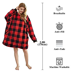 Felicigeely Blanket Hoodie, Oversized Wearable Blanket Sweatshirt for Adults Women Men Warm Cozy Thick Hoodie Blanket with Pockets and Sleeves Gift for Her Mom Girls