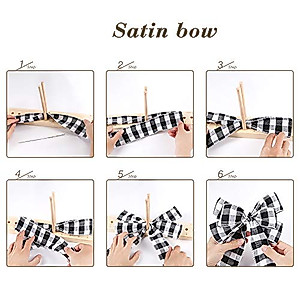Ackitry Extended Bow Maker for Ribbon for Wreaths, Wooden Ribbon Bow Maker with Twist Ties and Instructions for Creating Gift Bows, Hair Bows, Corsages, Holiday Wreaths, Various Crafts
