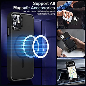 MOCCA Strong Magnetic for iPhone 11 Phone Case,[Compatible with Magsafe][Glass Screen Protector+Camera Lens Protector] Slim Thin Shockproof Cover Case for iPhone 11 6.1 inch, Black