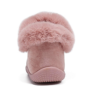KEESKY Baby Girl Winter Boots Pink Winter Warm Shoes Fur Lined Toddler Size 5 M