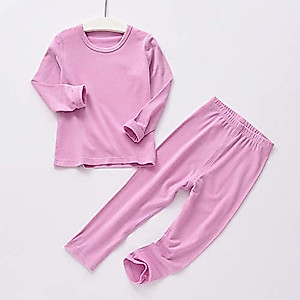 Thermal Underwear for Kids Ski Long John Set Unisex Base Layer Kids Winter Clothes Purple X-Large (110) /4T-5T