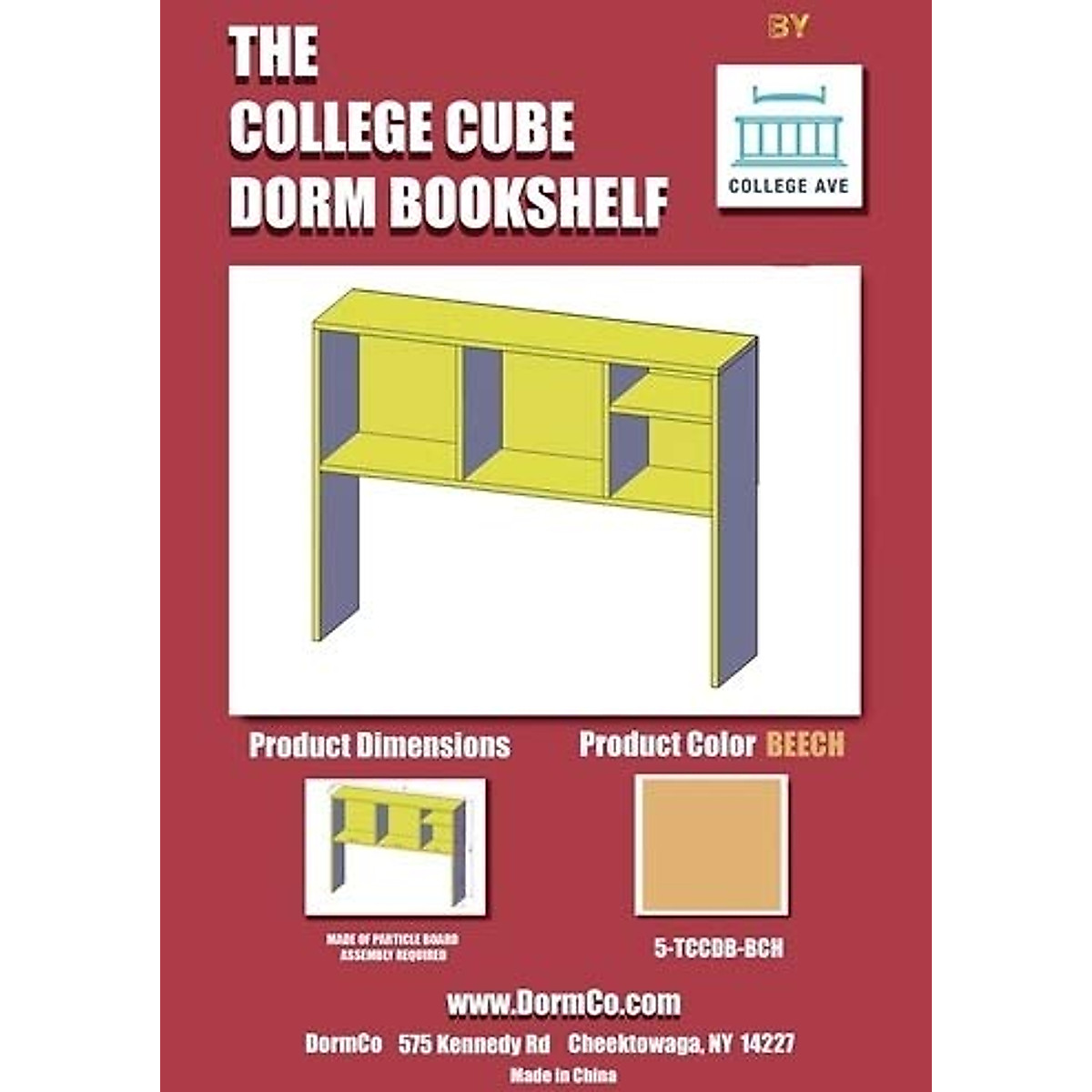 DormCo The College Cube - Desk Bookshelf - Beech Color