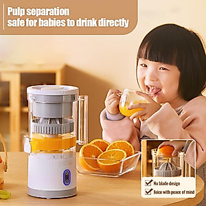 Cornesty Electric Citrus Juicer Squeezer with Pulp Basket, 300ml Juicer Machine for Citrus Orange Lemon Grapefruit, Automatic Citrus Juice with USB Charging, BPA-Free, Easy to Clean (White)