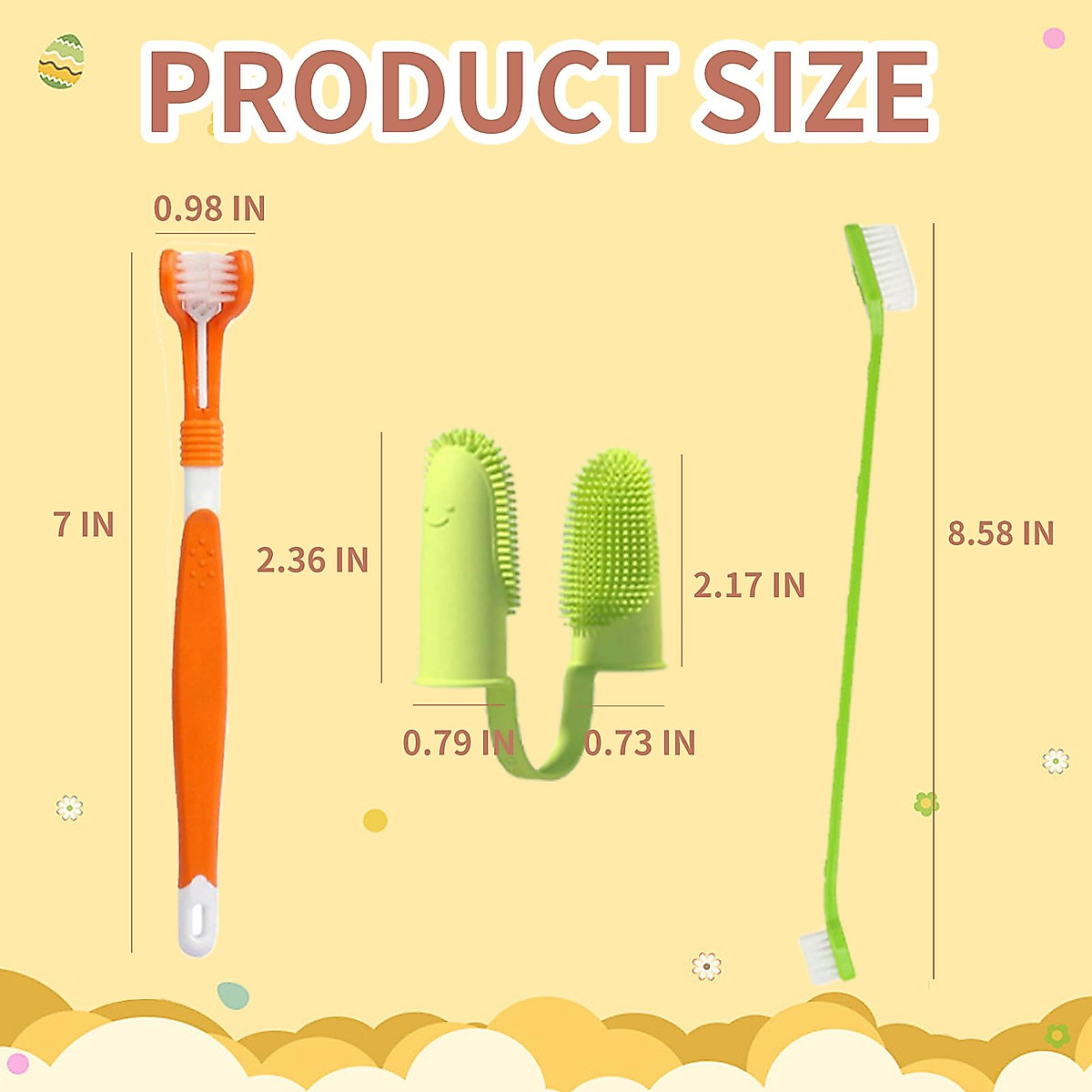 Adovoc Solar Powered Adult Dog Toothbrush Set, Blue, 2-in-1 Dual Finger and Toothbrush, Gentle on Pets' Gums