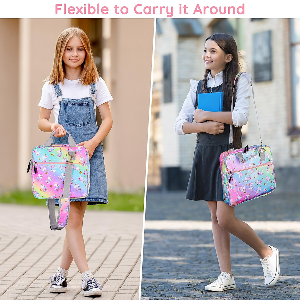 Zipper Binder with Shoulder Strap, 2 Inch 3 Ring Binder with Zipper, Binder Organizer for Middle School Case it Binder with Multiple Pockets, Handle and Shoulder Strap Included, 500 Sheet Capacity