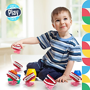 Dazzling Toys Plastic Fake Teeth - Pack of 12 Jumping Walking Chattering Wind Up Toys for Kids, Mini Amusement Toy for Gift, Goody Bag & Stocking Stuffer, Silly Prank Stuff, Halloween Party Favors