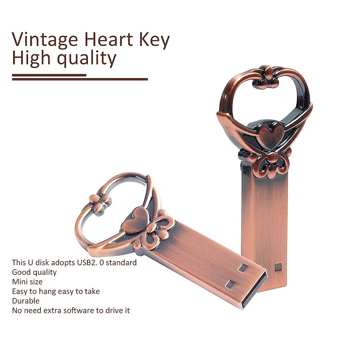 Love Knot Flash Drive 32GB Heart Shaped USB Thumb Drive Metal Zip Drive Retro Birthday Wedding Gift Data Storage Photo Stick for Family,Kids,Friends,Students Thumb Drive, Jump Drive