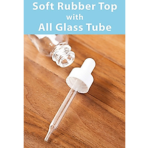 JUVITUS 1 oz / 30 ml Clear Glass Boston Round Bottle with White Dropper (24 pack) + Funnel