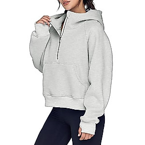 AUTOMET Half Zip Pullover for Women Quarter Zip Sweatshirts Hoodies Cropped Fleece Sweaters Fall Outfits Winter Clothes Fashion 2023 Grey