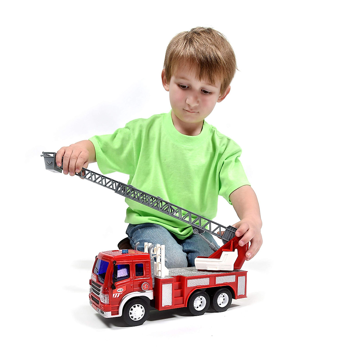 Sunny Days Entertainment Maxx Action Mini Rescue Vehicle Toy Fire Truck with Extention Ladder and Push Button Lights and Sounds (Colors and Style Purchased May Vary)