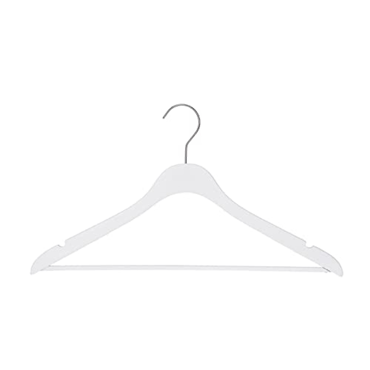 20 Luxury Slim Space Saving Wooden Clothes Hanger with Squared Pant Bar Best for Shirts, Blouses, Pant, Dress, Hangers White (White - Shirt with Pant Bar, 20)