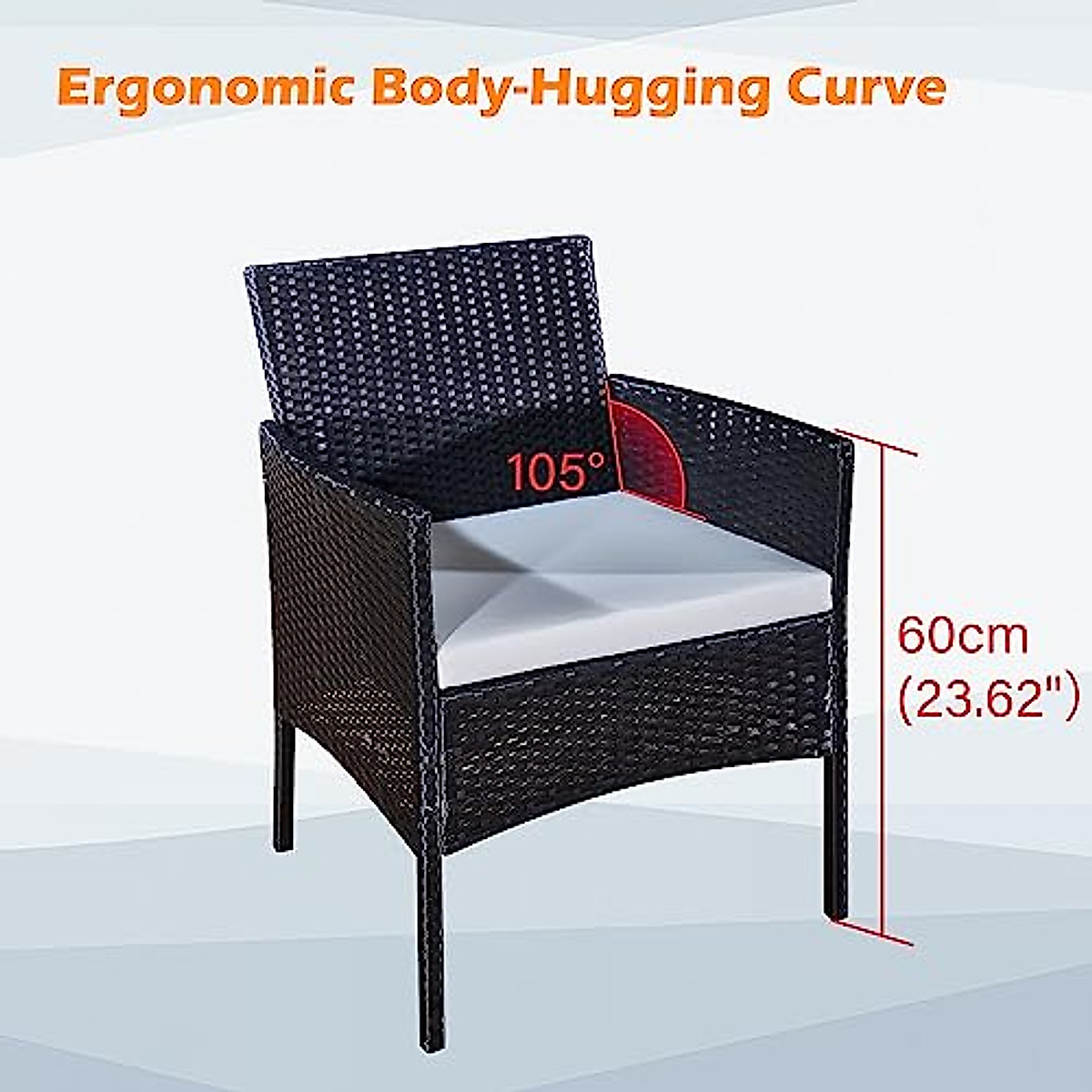 Aweather 4 Pieces Patio Furniture Set, Rattan Outdoor Table and Chairs for Yard,Pool or Backyard Outdoor Indoor Use