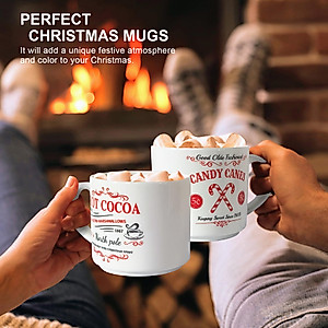 QIKSION Christmas Mug Set of 6, 16oz Hot Cocoa Ceramic Christmas Coffee Mugs, Stackable Holiday Chocolate Mugs as Christmas Gifts for Family, Friends and Colleagues