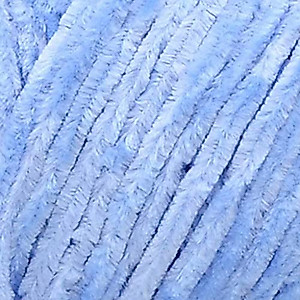 Light Blue Solid Color Hand Woven Thick Crochet Thread Chenille Velvet Yarn Soft Wrapping for Craft Scarves Sports Blankets 100g