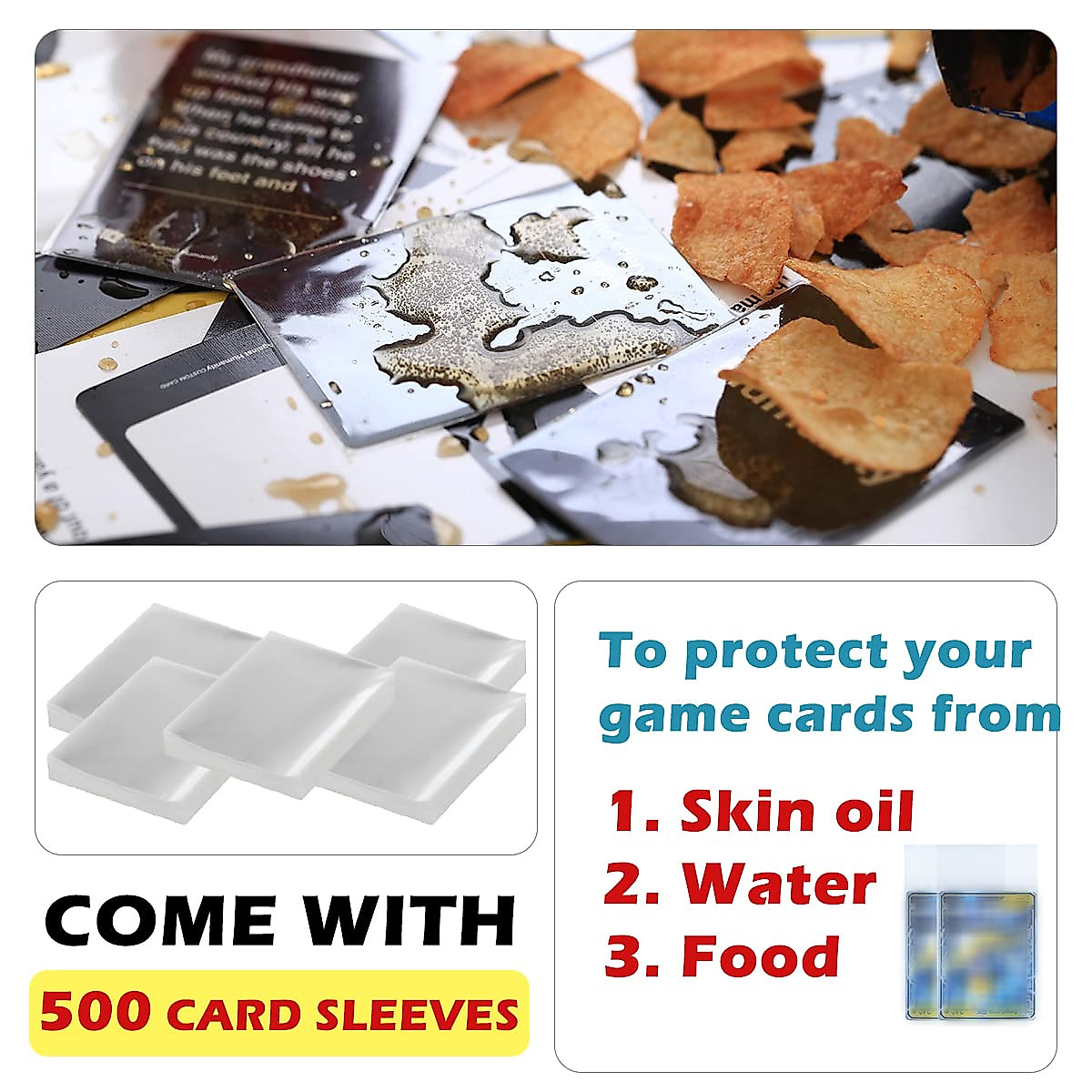 Hard Travel Card Game Case Includes 4 Removable Dividers and 500 Counts Card Sleeves, Holds Up To 1600 Cards for Cards Against Humanity and Other Types of Games, Black