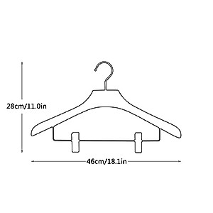 TOMYEUS Coat Hanger Wood Deluxe Wooden Pants Hangers Bottom Hanger Jeans Hanger Skirt Hanger with 2-Adjustable Clips Anti-Rust Hook Pack of 10 Clothes Hanger