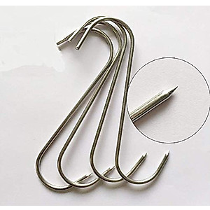 Astra Gourmet 7.5" Meat Hooks S-Hook Stainless Steel Meat Processing Butcher Hook Pot Racks S Hook Meat Hangers for Bacon Sausage Smokers - 6 Pack