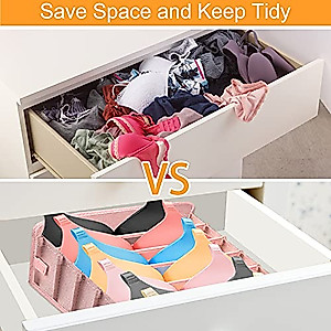 Coopay 2 Pack Underwear Drawer Organizer Foldable Closet Underwear Organizer Bra Organizer Drawer Divider for Ties Socks Bra Clothes Storage with Washable Fabric (Gray and Pink)