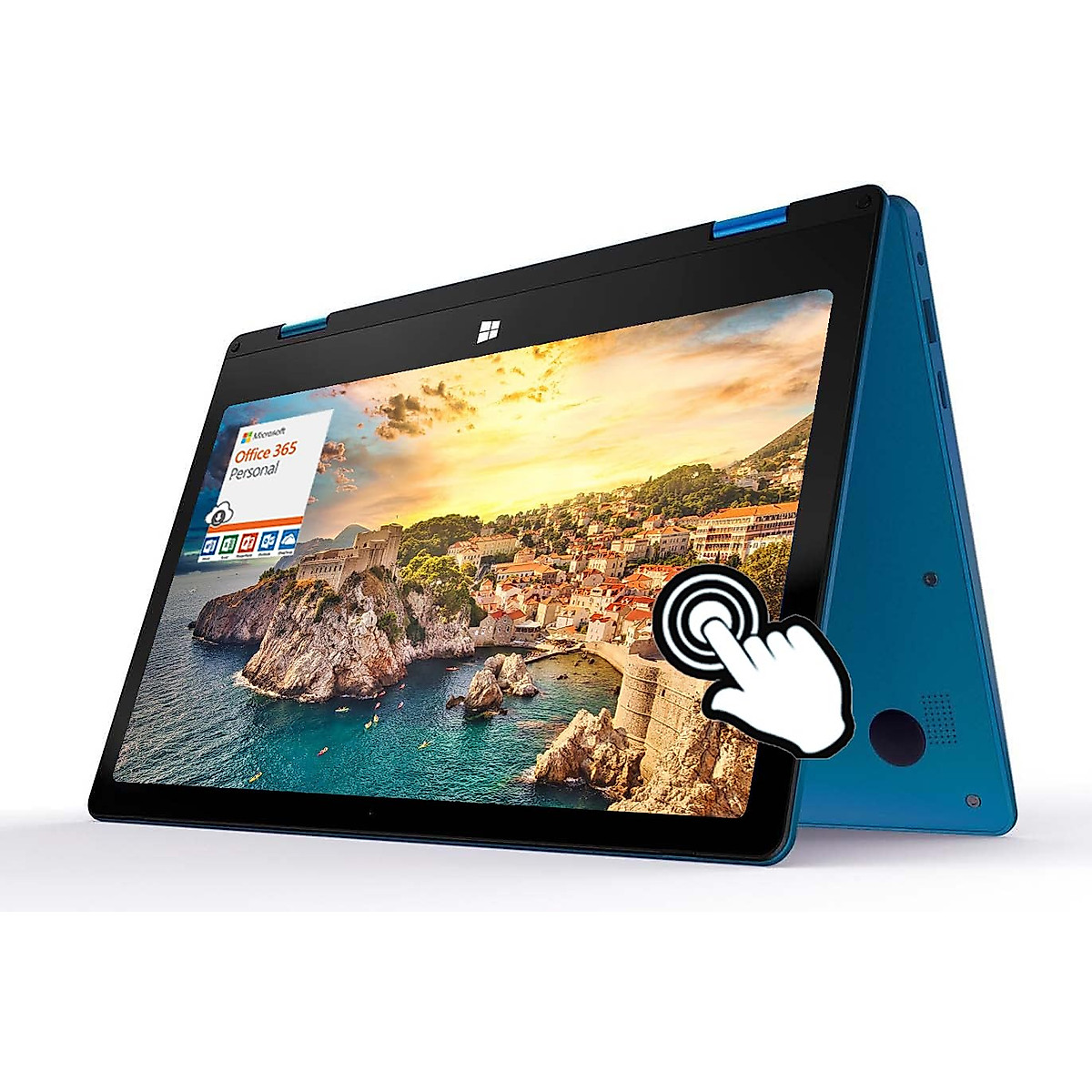 Gateway 2-in-1 Ultra Thin Student Laptop, 11.6" HD Touchscreen, Intel Celeron N4020, 4GB RAM 192GB Storage(64GB eMMC +128GB MSD Card), Mini HDMI, Webcam, WiFi, Win 11, Blue, 1 Year Office 365