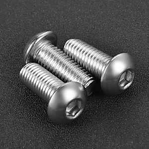 3/8-16 x 1-3/4" Button Head Socket Cap Screws 304 Stainless Steel 18-8, Full Thread, Allen Hex Drive, Coarse Thread, 10PCS